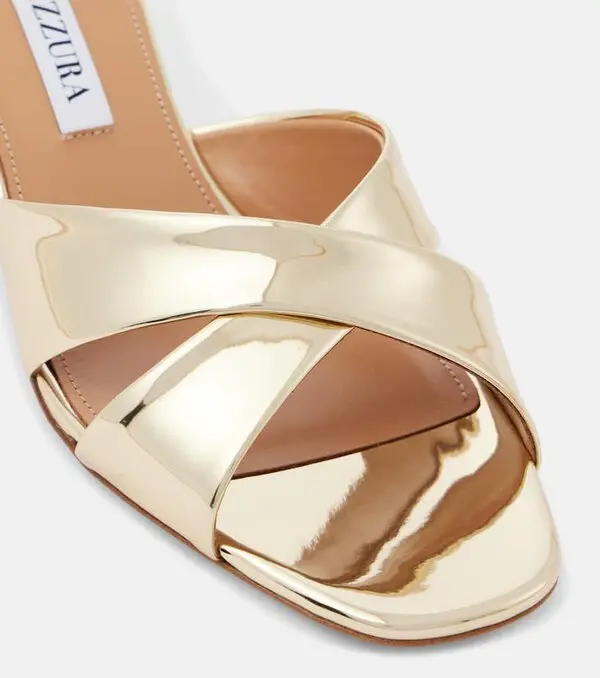 AQUAZZURA Divine 50 Mirrored Leather Mules