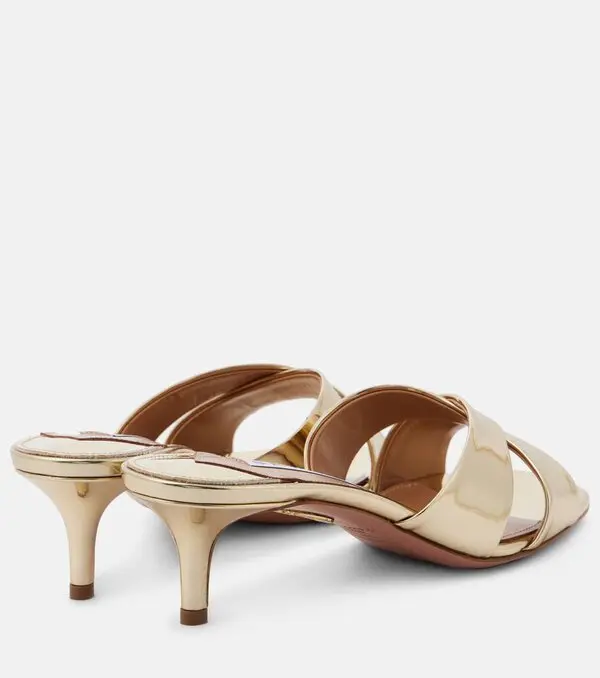 AQUAZZURA Divine 50 Mirrored Leather Mules