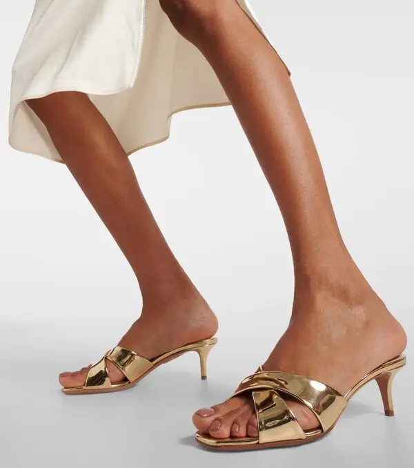 AQUAZZURA Divine 50 Mirrored Leather Mules