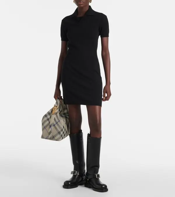 Burberry Cotton-blend Knit Polo Dress