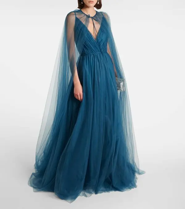 chinese dress ladies Baltic Born Womens Cassandra Tulle Maxi Dress | Dark Blue Floral