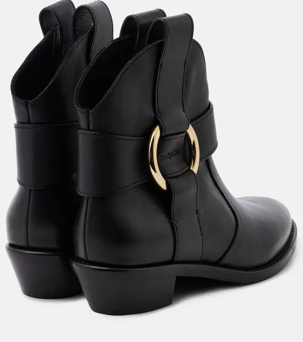 See By Chloé Leather Ankle Boots With Buckle Detail