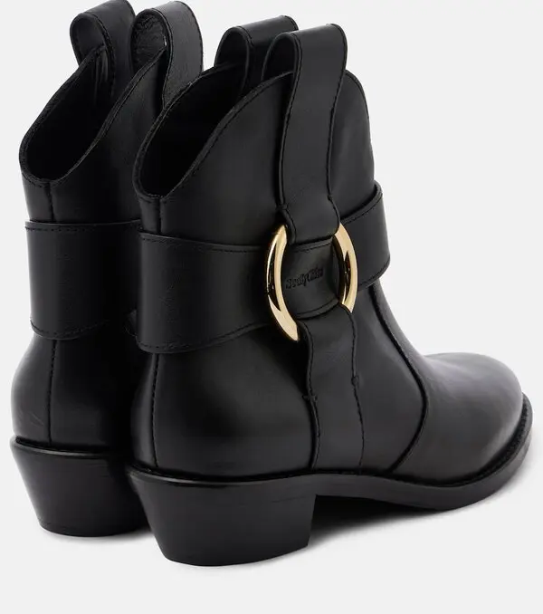 See By Chloé Leather Ankle Boots With Buckle Detail