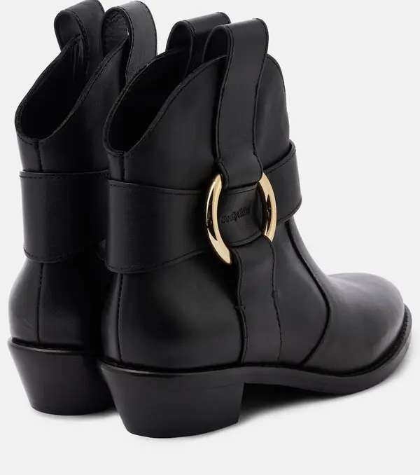 See By Chloé Ring Leather Ankle Boots - Black