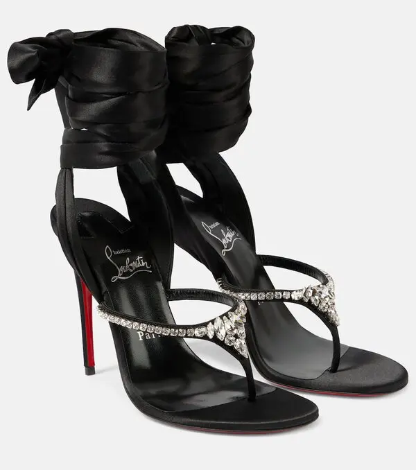 CHRISTIAN LOUBOUTIN Embellished Thong Sandals - Black