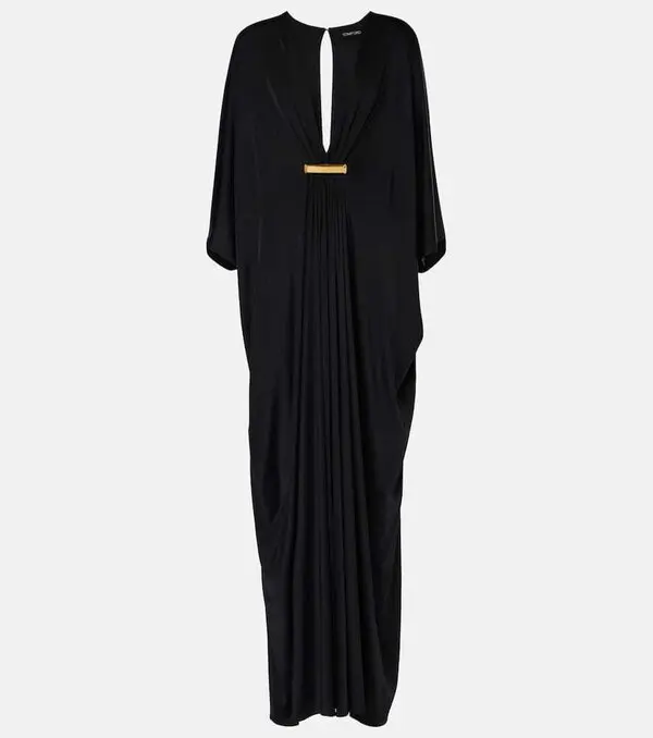 TOM FORD Gathered Satin Jersey Kaftan - Black