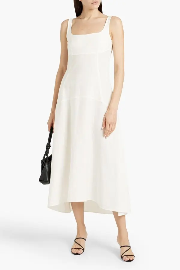 Another Tomorrow Linen Midi Dress - White