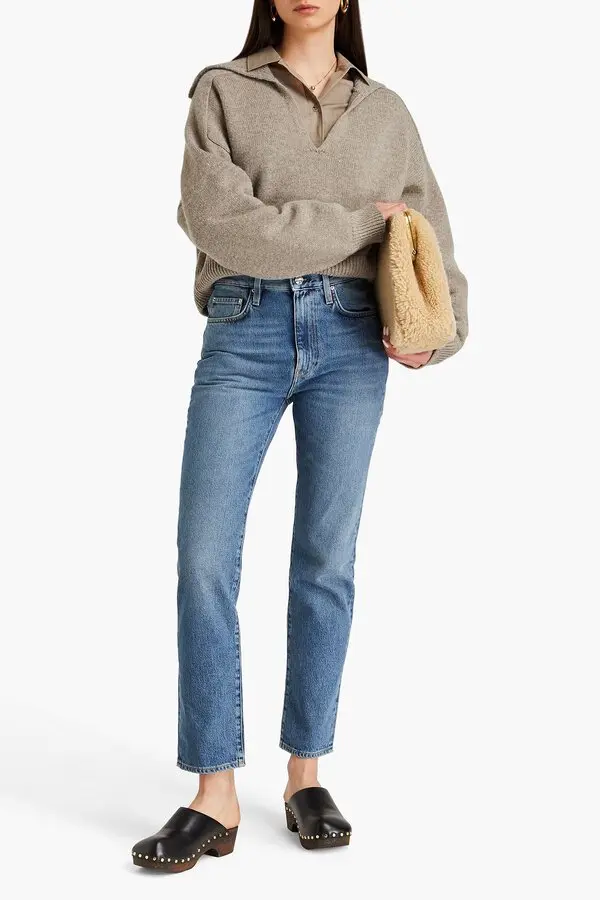 TOTEME High-rise Straight-leg Jeans - Mid Denim