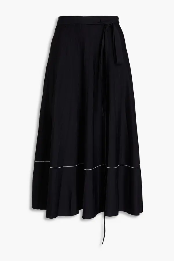 Another Tomorrow Pleated Knit Midi Skirt