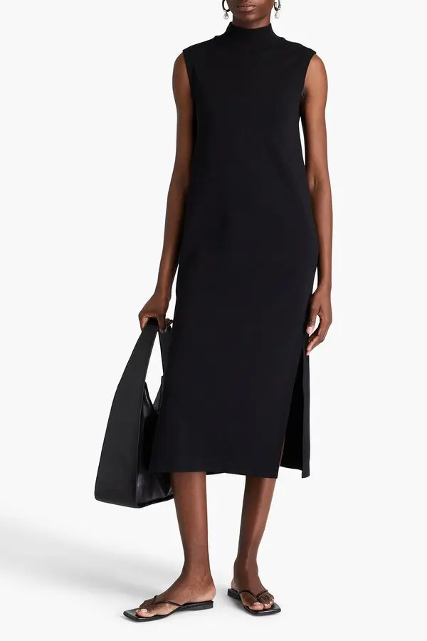 Another Tomorrow Cotton-jersey Midi Dress - Black
