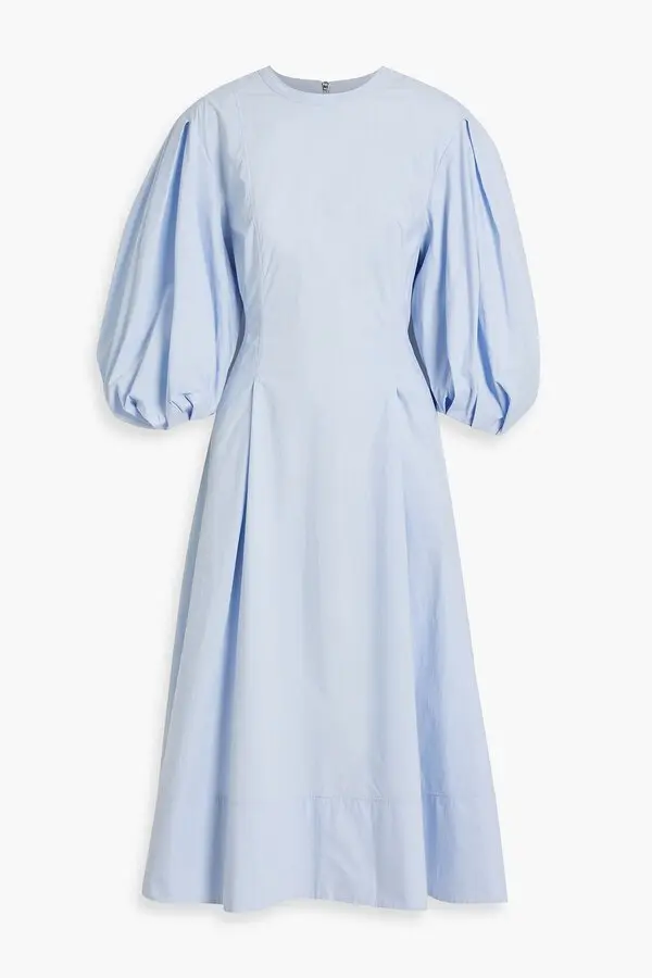 Another Tomorrow Cotton-poplin Midi Dress - Light Blue