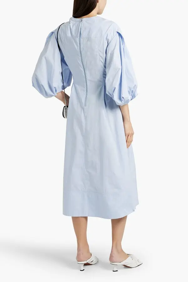 Another Tomorrow Cotton-poplin Midi Dress - Light Blue