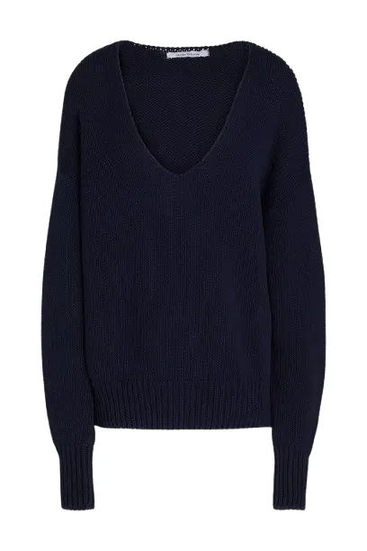 Another Tomorrow Cotton Sweater - Navy