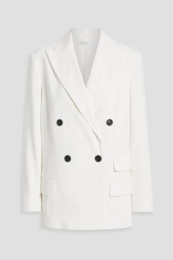 Another Tomorrow Double-breasted Hemp-blend Blazer - Off-white