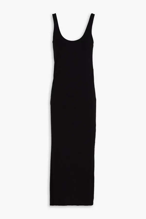Another Tomorrow Stretch Cotton And Lyocell-blend Jersey Midi Dress - Black