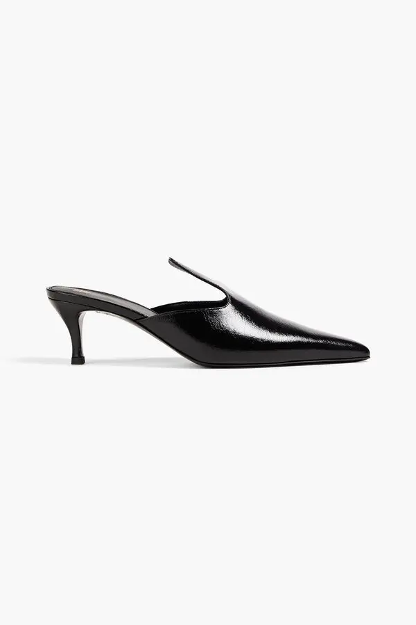 TOTEME Pencil Crinkled Patent-leather Mules