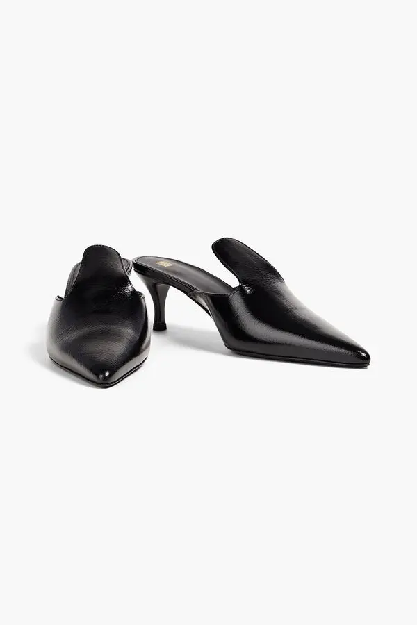 TOTEME Pencil Crinkled Patent-leather Mules