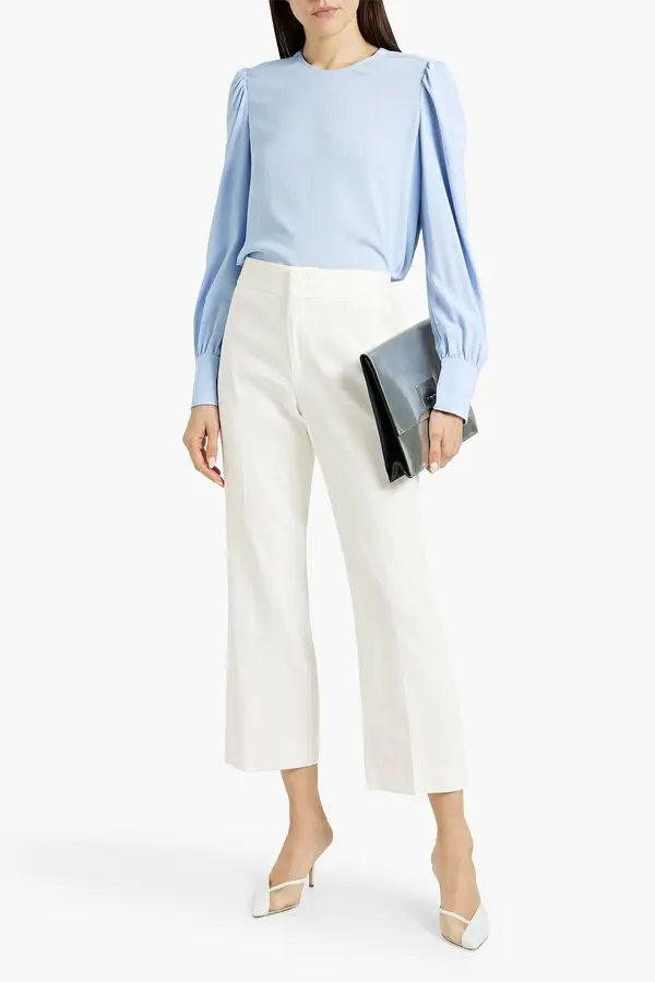 Another Tomorrow Hemp-blend Kick-flare Pants - Off-white