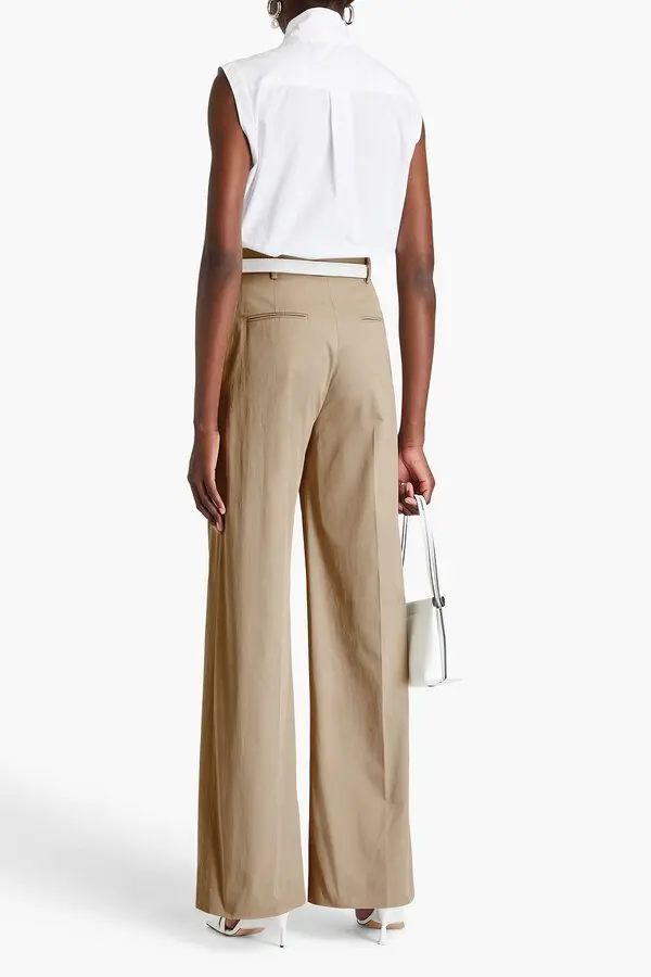 another tomorrow - Another Tomorrow Stretch Cotton-Twill Wide-Leg Pants