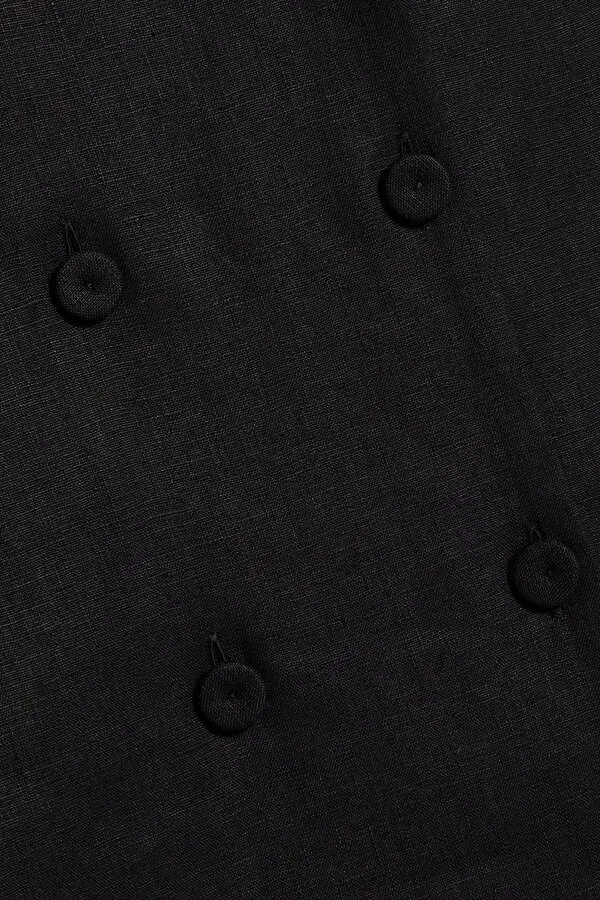 Another Tomorrow Double-breasted Linen Shirt - Black