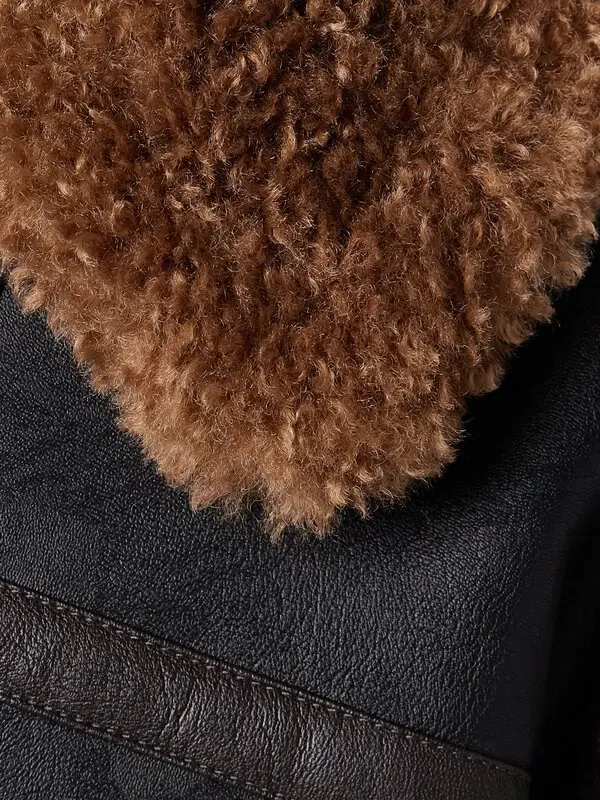 Stella McCartney Oversized Vegan Leather Jacket With Faux Shearling Trim
