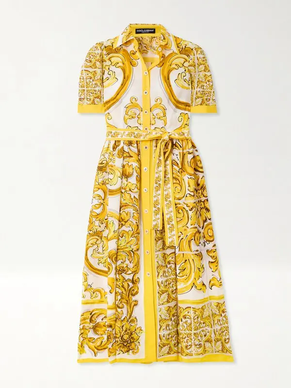 knee length dresses for ladies Dolce & Gabbana Elegant Floral Green Midi Silk Dress IT42|M