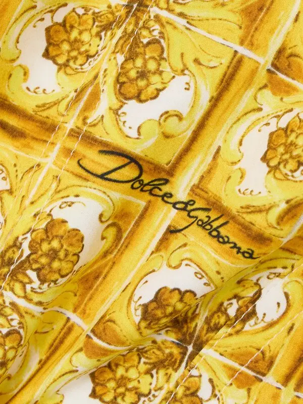 Dolce & Gabbana Maiolica Printed Cropped Corset Top - Yellow