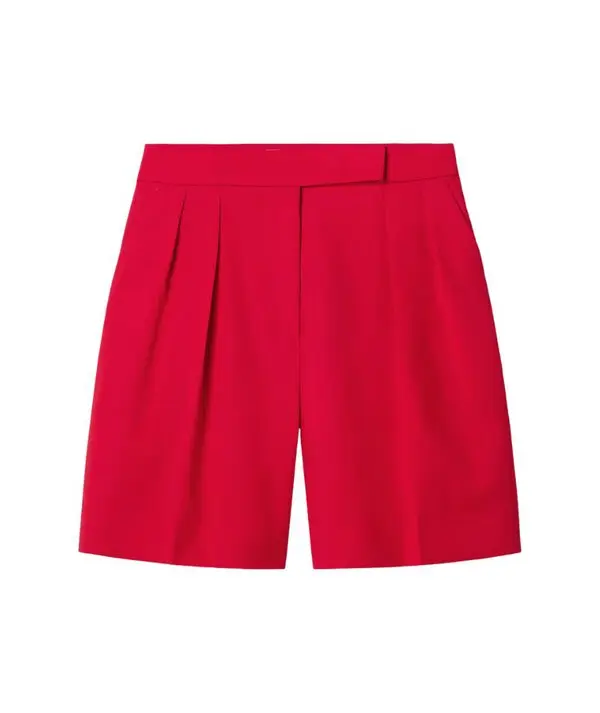 Max Mara Jessica Pleated Wool Shorts - Red