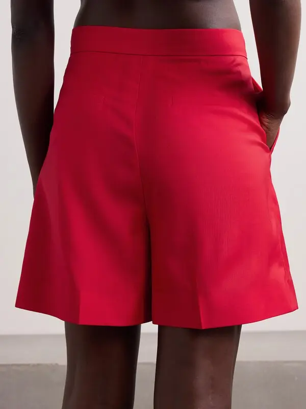 Max Mara Jessica Pleated Wool Shorts - Red