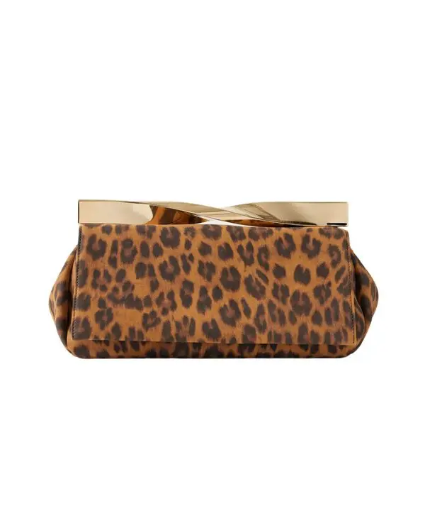 AQUAZZURA Twist Leopard-print Suede Clutch