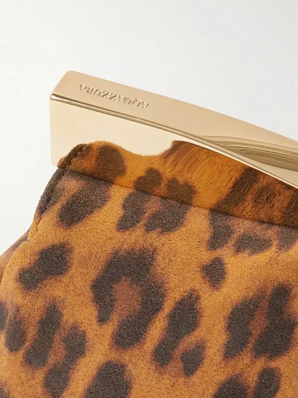 AQUAZZURA Twist Leopard-print Suede Clutch