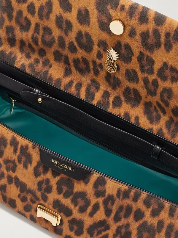 AQUAZZURA Twist Leopard-print Suede Clutch