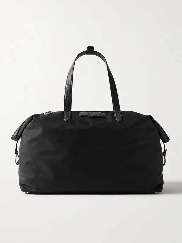 Smythson Norton Textured-leather Trimmed Canvas Weekend Bag