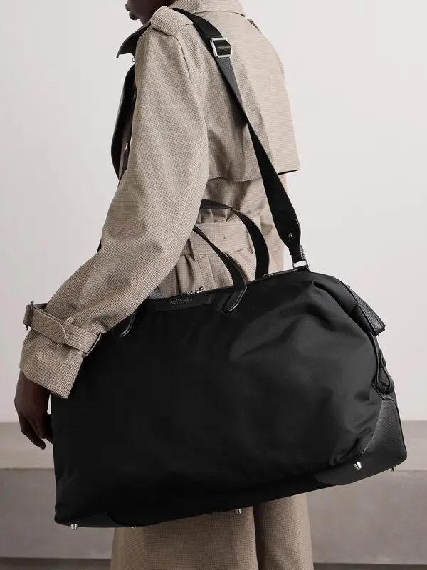 Smythson Norton Textured-leather Trimmed Canvas Weekend Bag
