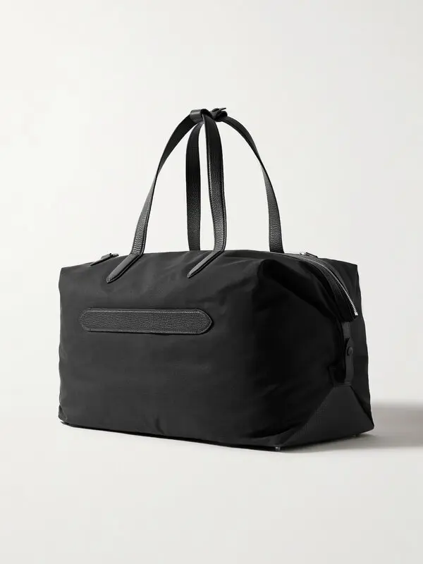 Smythson Norton Textured-leather Trimmed Canvas Weekend Bag