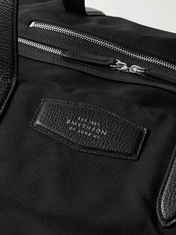 Smythson Norton Textured-leather Trimmed Canvas Weekend Bag