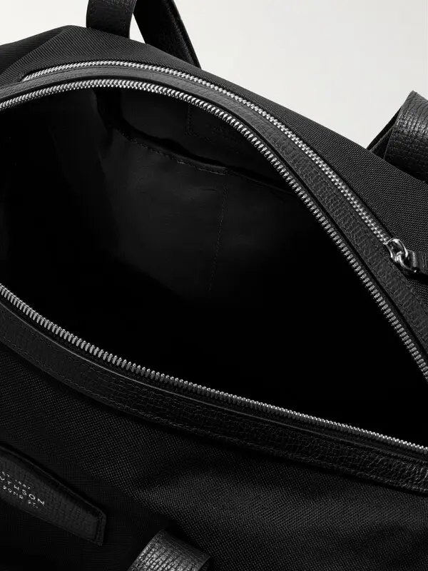 Smythson Norton Textured-leather Trimmed Canvas Weekend Bag