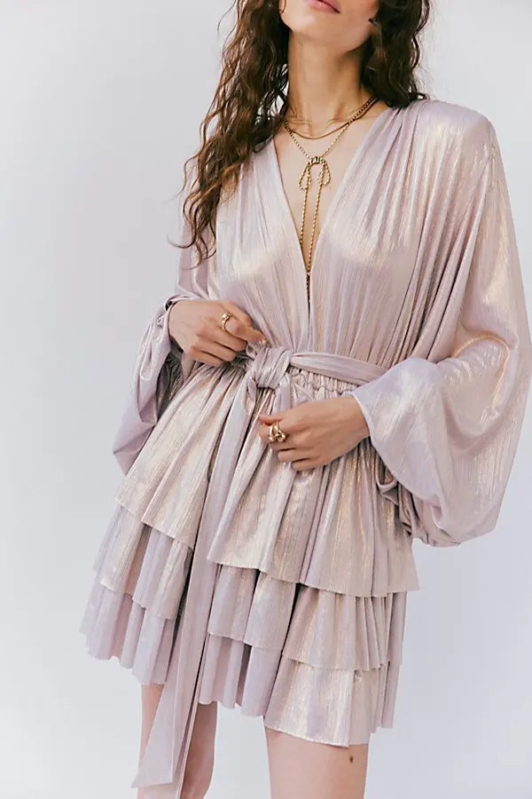 bedouin metallic mini dress Bronx Banco Bedouin Metallic Mini Dress in Metallic Teal