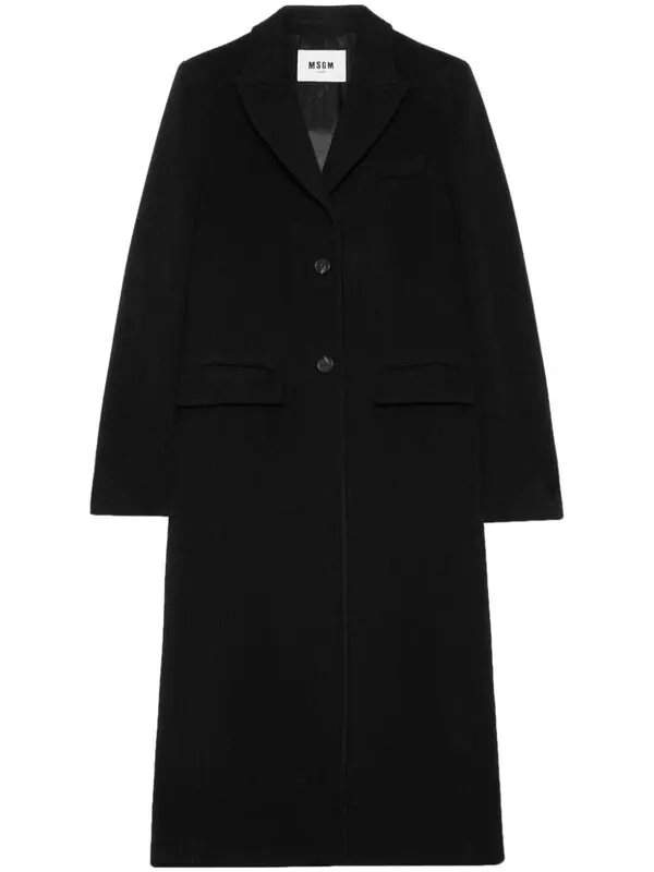 MSGM Notched-lapel Button-fastening Coat - Black