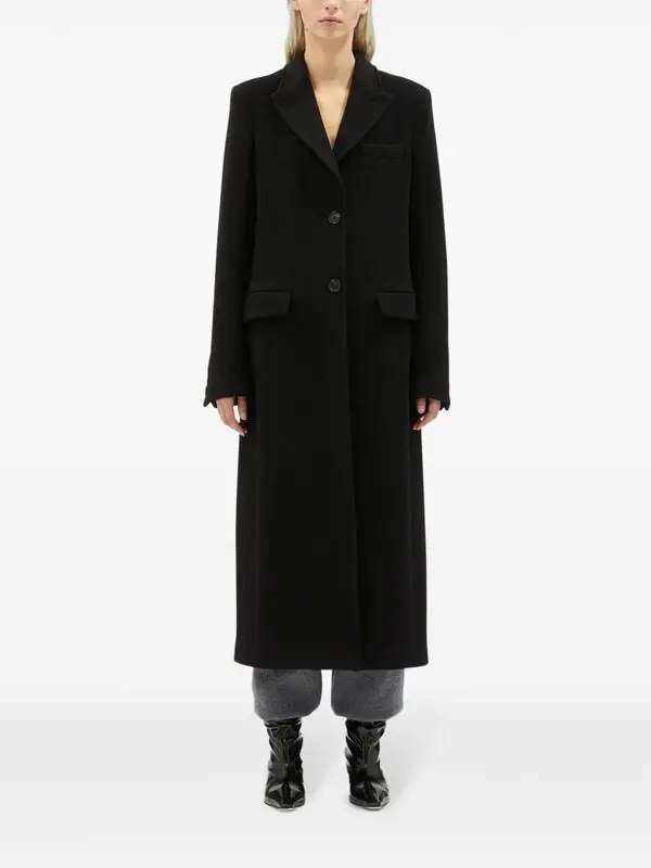 MSGM Notched-lapel Button-fastening Coat - Black