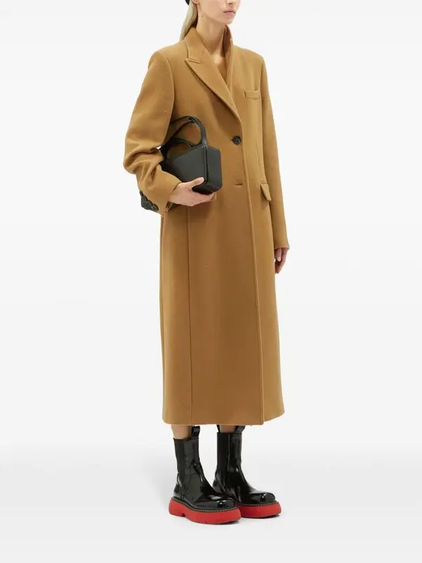 MSGM Notched-lapel Button-fastening Mid-length Coat - Brown