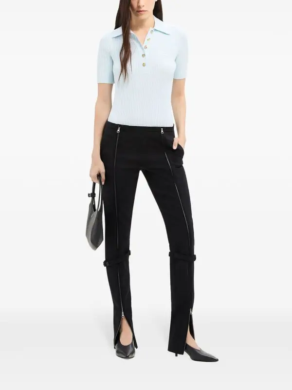 COURREGES Signature Ribbed Polo Top - Blue
