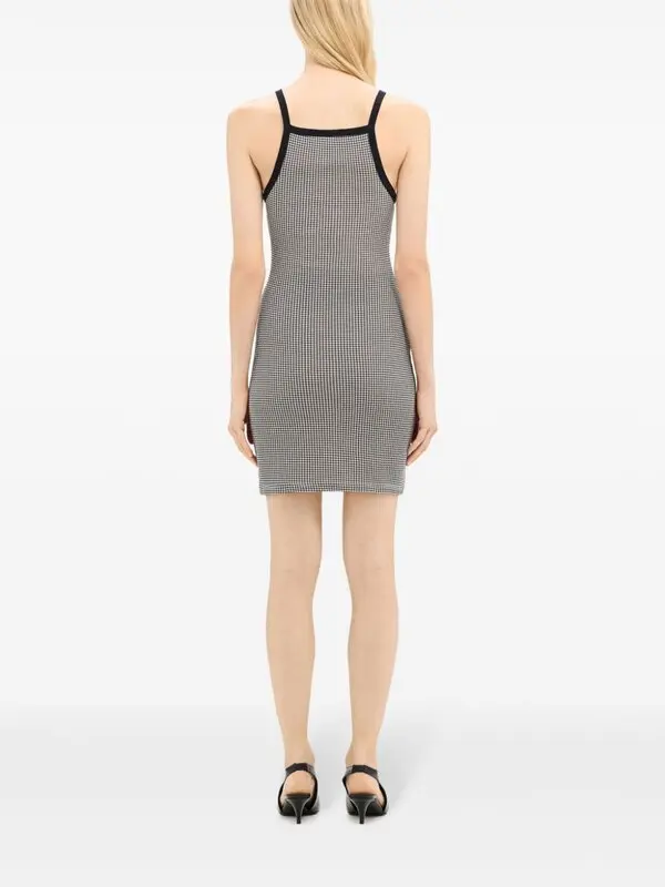 COURREGES Contrast-trim Houndstooth Mini Dress - Black