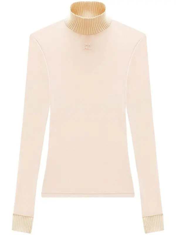 COURREGES Logo High-neck Knitted Top