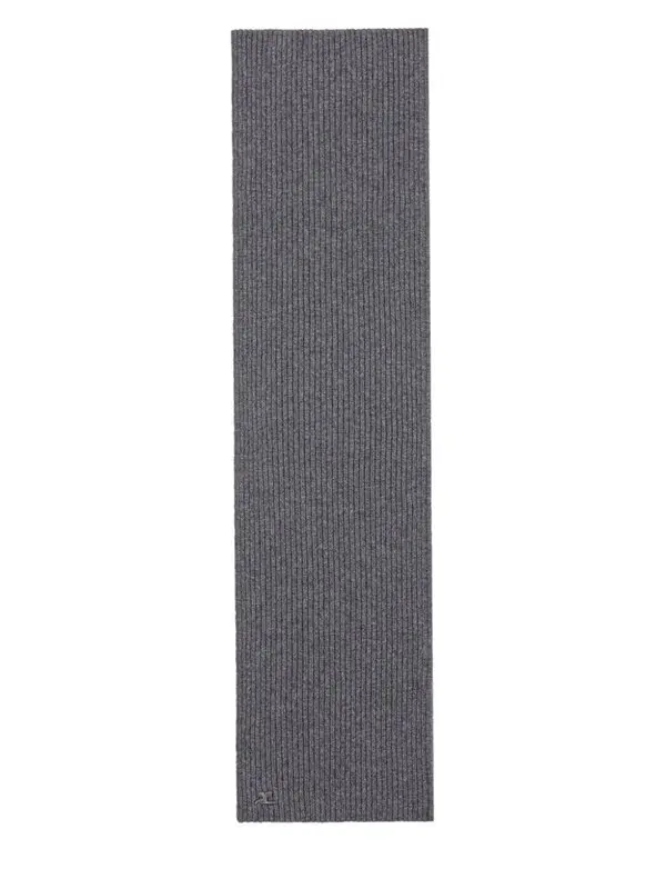 COURREGES Ribbed Wool Scarf - Grey