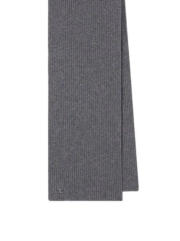 COURREGES Ribbed Wool Scarf - Grey