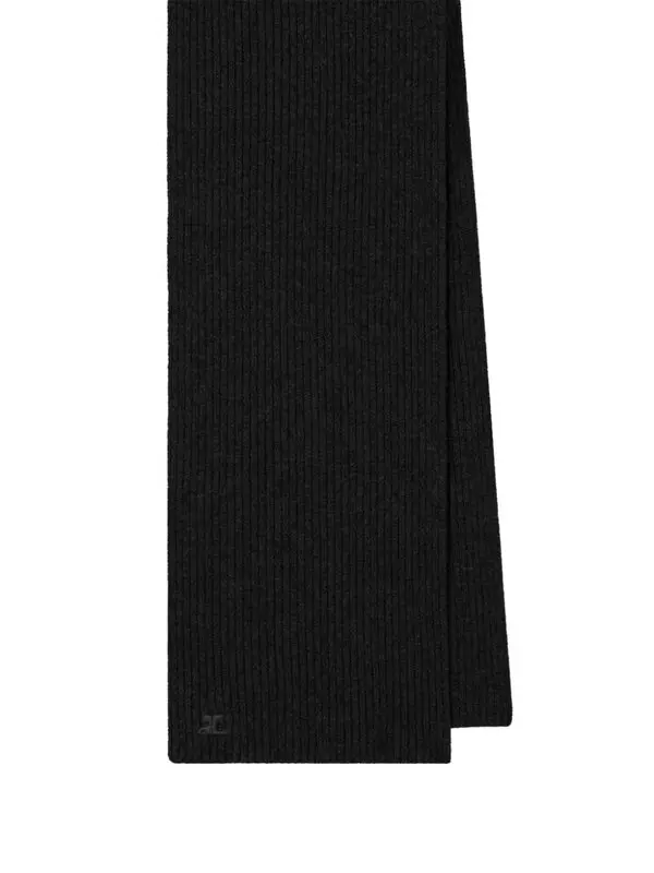 COURREGES Ribbed Wool Scarf - Black