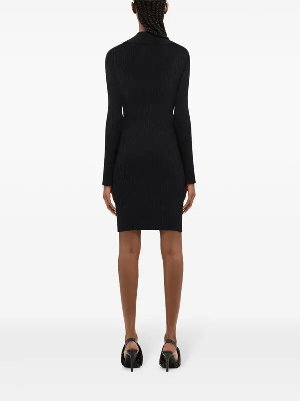 COURREGES Colour-block Ribbed-knit Mini Dress