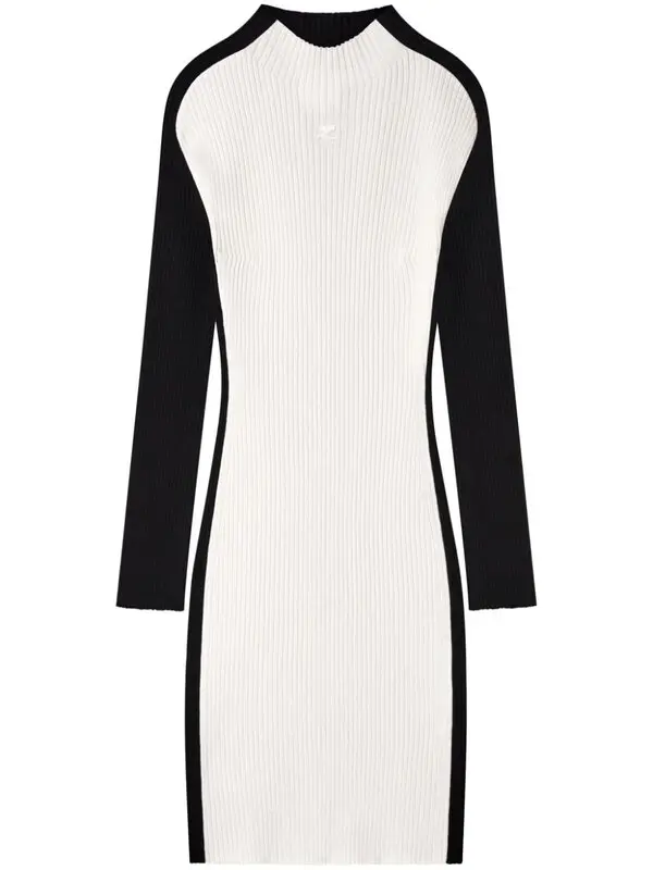 COURREGES Contrast-frame Ribbed Knit Mini Dress