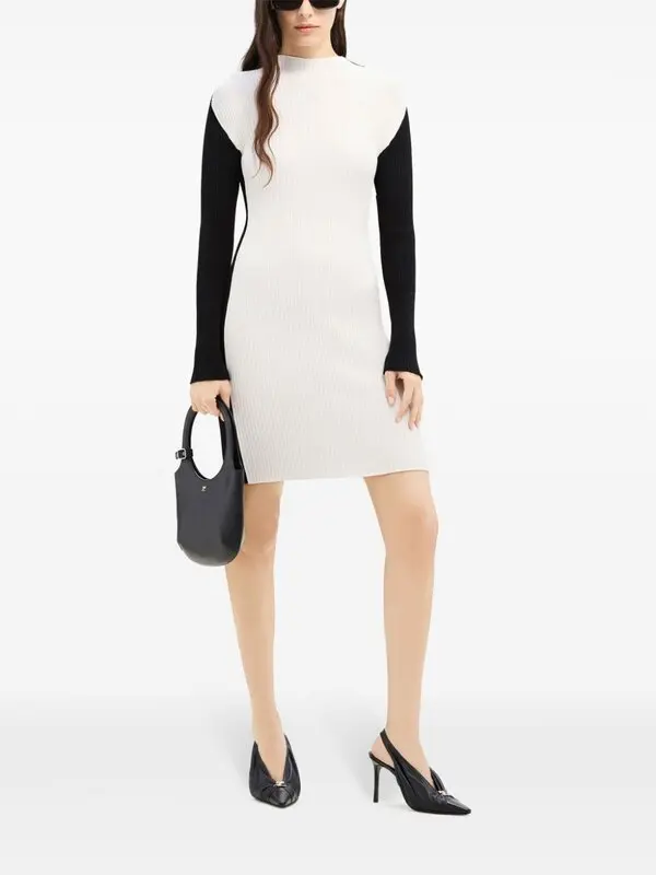 COURREGES Contrast-frame Ribbed Knit Mini Dress